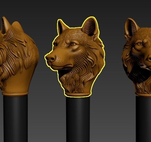 wolf head walking cane