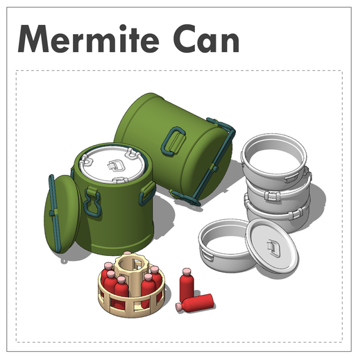 🥫 WW2 M1941 Mermite Can - ETO Blood Bank [1/14 Scale | 9 Pieces]・ 3D ...