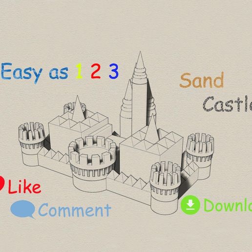 🏖️ Easy as 1 2 3 Sand Castle/Mold・Free STL File for ・Cults