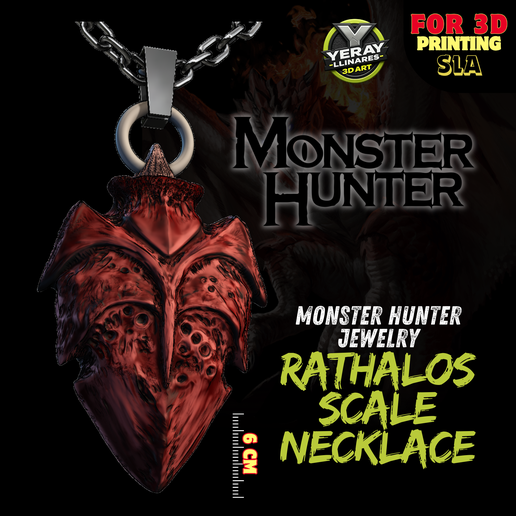 Rathalos Scale Pendant - Epic Monster Hunter Necklace for 3D Printing 🔥 ...