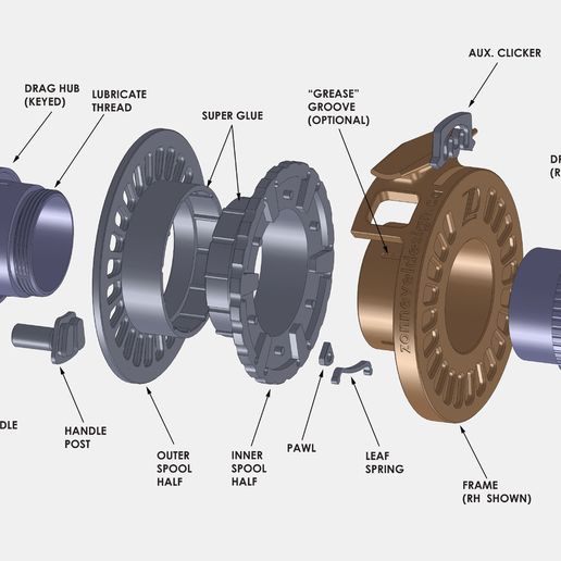 🪰 Hubless Fly Fishing Reel・ STL File for 3D printing・Cults
