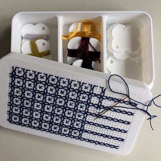 Rectangular Cross Stitch Embroidery Box C3・ 3MF File for 3D printing・Cults