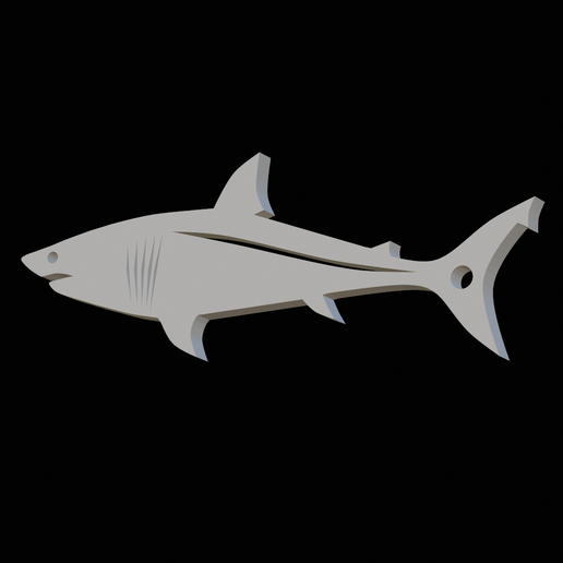🦈 white shark fish 2d keychain / pendant・ STL File for 3D printing・Cults