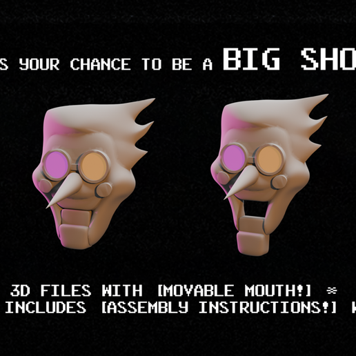 👄 SPAMTON DELTARUNE, Movable mouth Mask for cosplay・ STL File for 3D ...