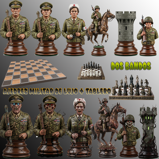 🪖 Deluxe Military Chess with Board for Collectors II・ 3D File for 3D ...