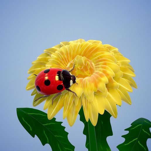 STL file LADYBUG and FLOWER 🐞 ・3D printable model to download・Cults