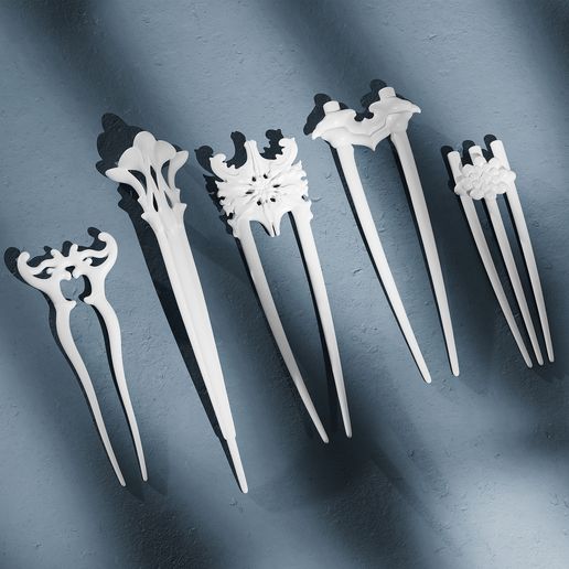 💇 Fantasy Hair Pin Models, One Piece Hair Stick, Hair Accessories, 3d ...
