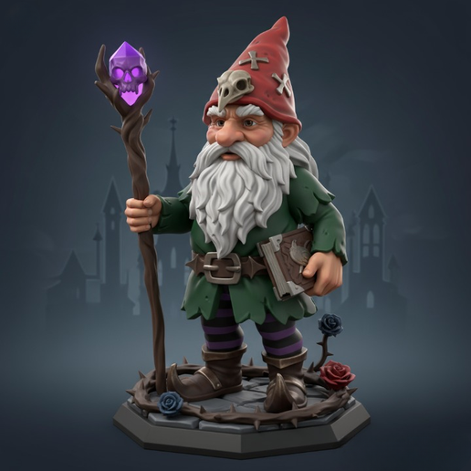 🧚 2614 Fairy Tale Gnome - Color Full-Body Figurine on Base, magic ...