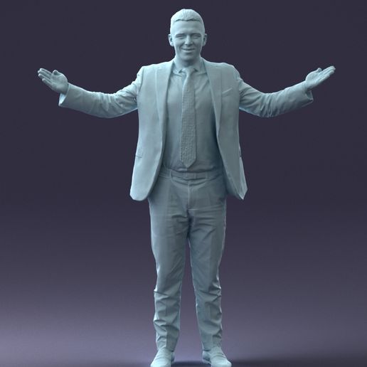🏢 000297 Businessman in Blue Suit with Open Arms 1016・ 3D File for 3D ...
