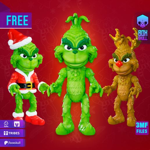 🆓 GRINCH - ARTICULATED FIGURE, PRINT-IN-PLACE, CUTE, FREE・Free 3D File ...
