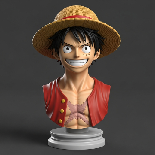 👤 One Piece Luffy Bust – Monkey D. 3D Printable STL Sculpture・ STL File ...