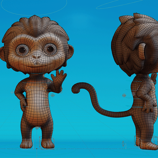 🐒 Monkey Cute Topology UV Map Rigged・Free 3D File for 3D printing・Cults