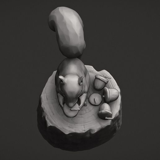 STL file Squirrel Eating an Acorn 🪵 ・3D printer design to download・Cults