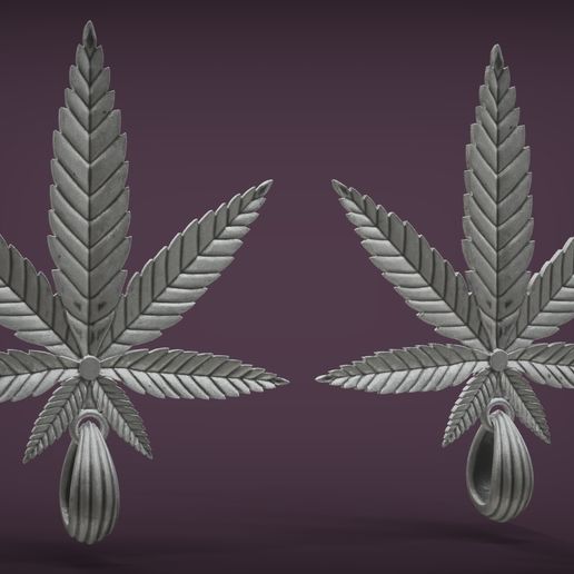 💐 Hemp Cannabis Leaf Pendant 3D Model・ STL File for 3D printing and CNC ...