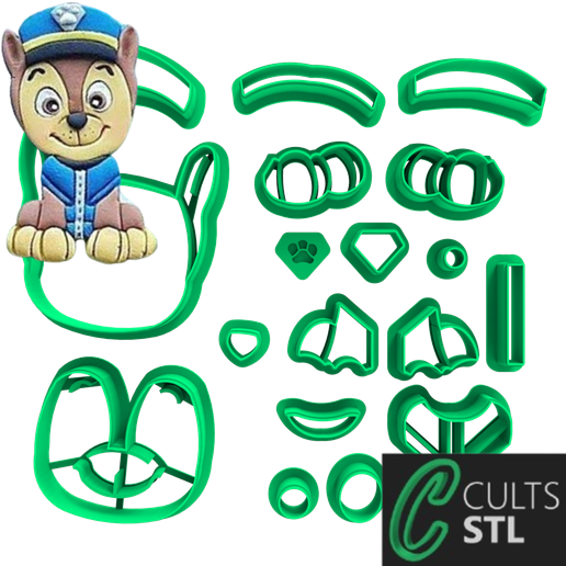 🐾 CHASE PAW PATROL CUTTER - 8cm・ STL File for 3D printing・Cults