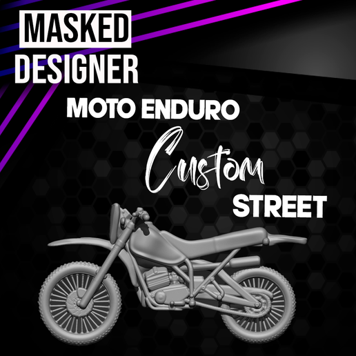 🏍️ ENDURO STREET CUSTOM MOTORCYCLE・ STL File for 3D printing・Cults