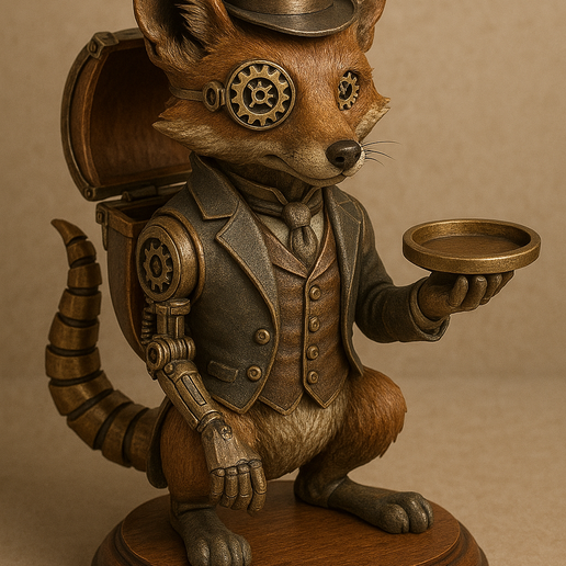 🦊 Steampunk Fox Guardian・ STL File for 3D printing・Cults