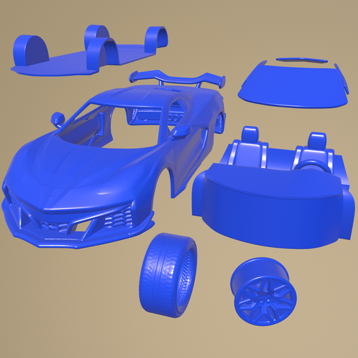 🚙 Chevrolet Corvette Z06 2023 PRINTABLE CAR IN SEPARATE PARTS・ STL File ...