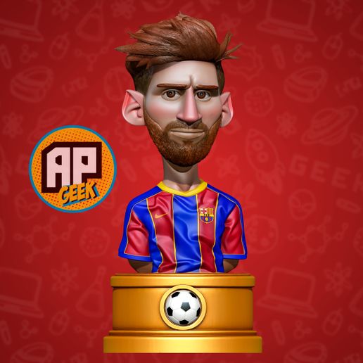 ⚽ Busto Messi Barcelona cartoon・ STL File for 3D printing・Cults