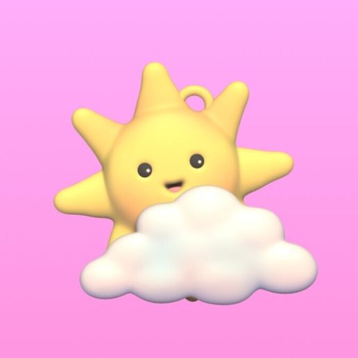3D file Sun Cloud Keychain ☀️ ・3D printing idea to download・Cults