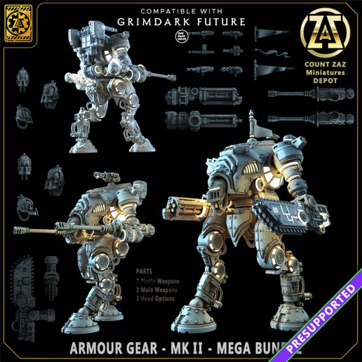 ⚙️ ARMOUR GEAR - MEGA BUNDLE - T Class Fighting Mech・ STL File for 3D ...