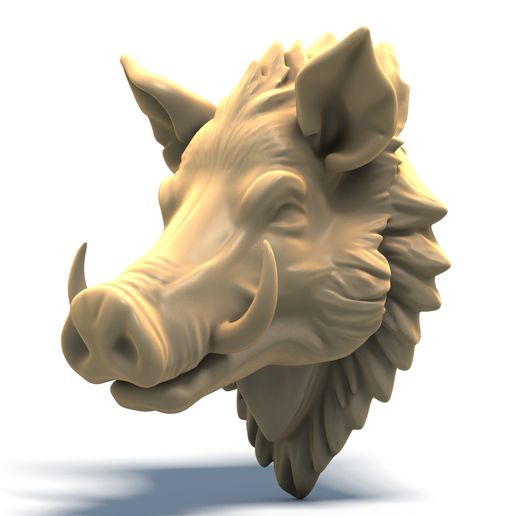 🐗 Escultura de cabeza de jabalí・Archivo STL para Impresión 3D・Cults