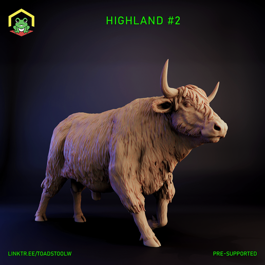 🎲 Highland Cattle #2・Free STL File for 3D printing・Cults