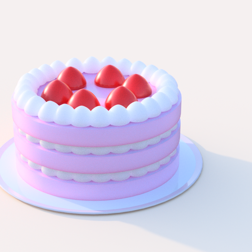 🍓 Strawberry Layered Cake (Printable)・ STL File for ・Cults