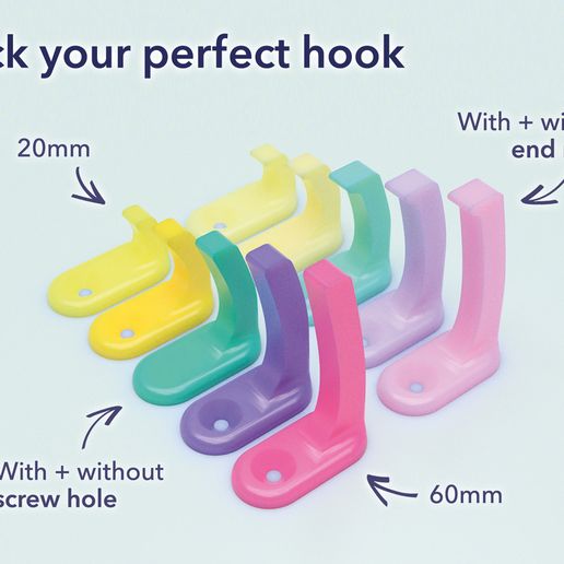 Download free STL file Hooks! 20 different hooks • 3D print template ・ Cults