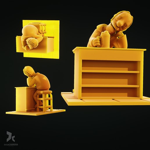 👾 Larry Dalrymple - Simpson・Archivo STL para Impresión 3D・Cults