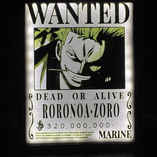 🖼️ RORONOA ZORO POSTER - ONE PIECE | LED FRAME・ STL File for 3D ...