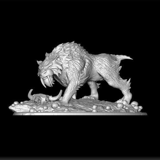 STL file Saber-Toothed Tiger - 3D Print Saber-Toothed Tiger Sculpture ...
