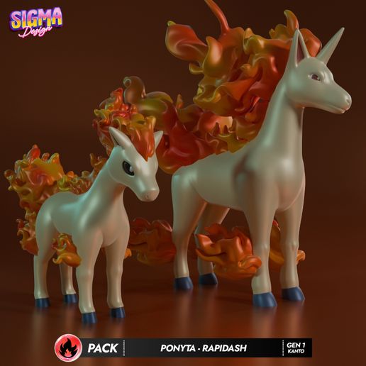 🐉 pack - ponyta rapidash・ 3D File for 3D printing・Cults