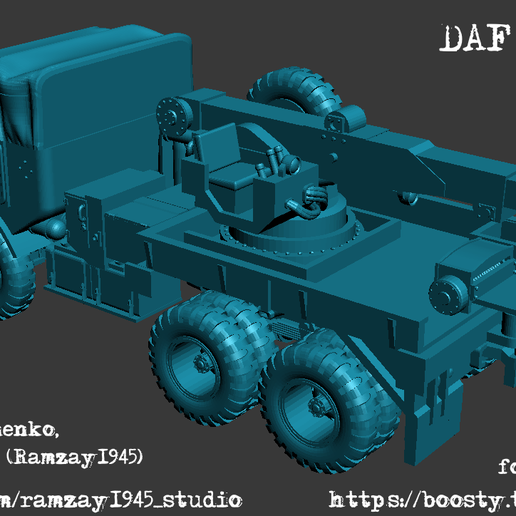 🚚 DAF YB-616 Dutch coldwar tow truck 1:100・ STL File for 3D printing・Cults