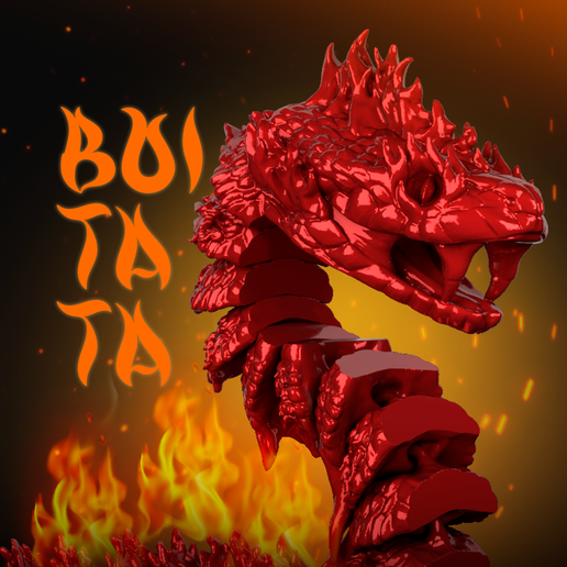 🔥 Boitata, the Articulated Fire Snake・ 3D File for 3D printing・Cults