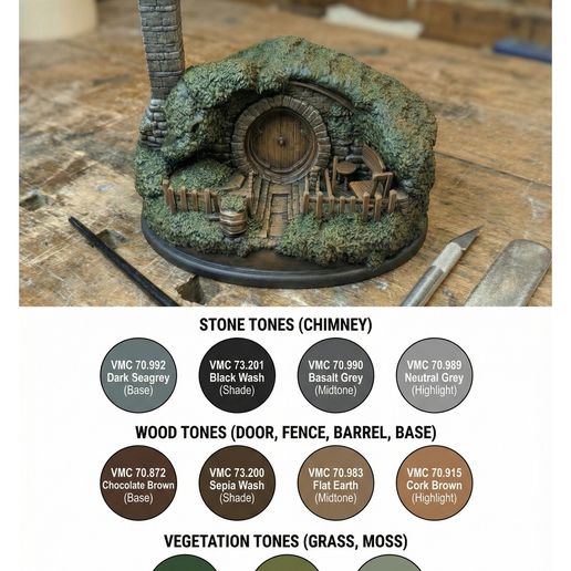 🏠 Hobbit House + 2 Hobbit Miniatures | Fantasy 3D Reference Set・ STL ...