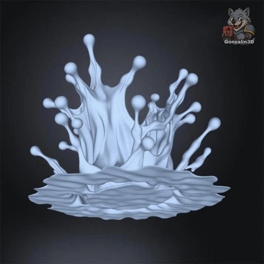 🚰 Moving Water Splash - 3D Effect・Free STL File for 3D printing・Cults