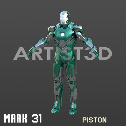 👨 Iron Man Mark 31 "PISTON" cosplay full suit・Archivo 3D para ・Cults