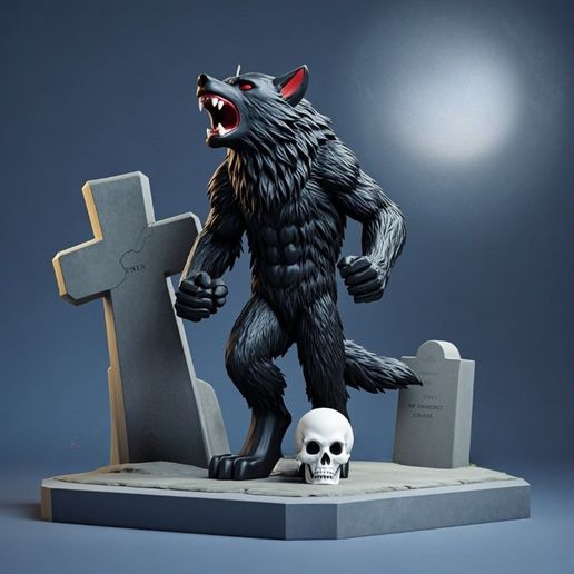 🎨 2361 COLORFUL Werewolf Howling - 3D Model, magic, dragon, serpent ...