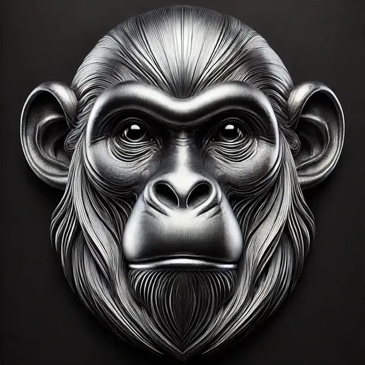 🐉 Silver monkey's head・ STL File for 3D printing・Cults