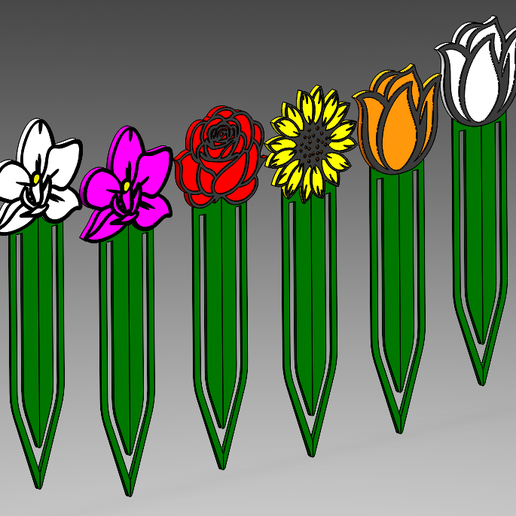 💐 Flower Bookmarks・ STL File for 3D printing・Cults