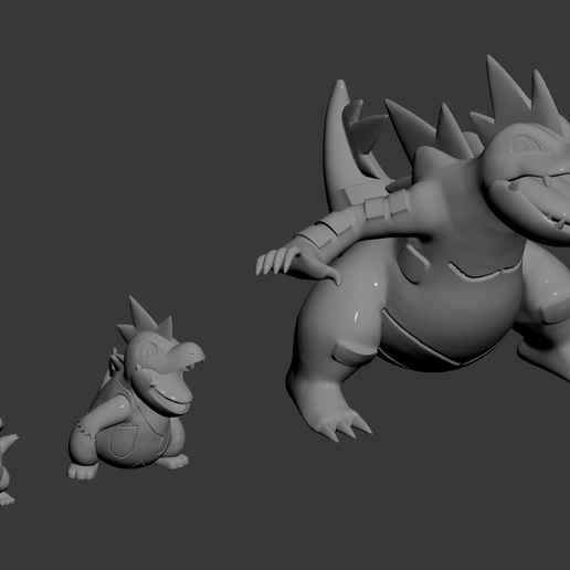🐉 Pokemon 158-159-160 -Totodile Croconaw Feraligatr Roar・ STL File for ...