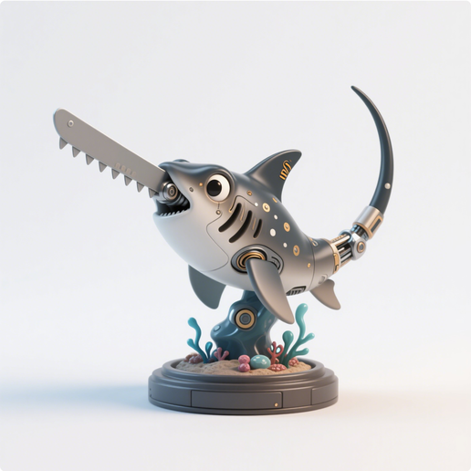 🦈 Sawtooth Shark Mecha, sci-fi Sawtooth Shark・ STL File for 3D printing ...