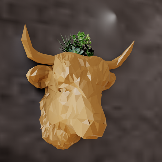 STL file highland cow low poly planter pot flower vase stl 3dprint file ...