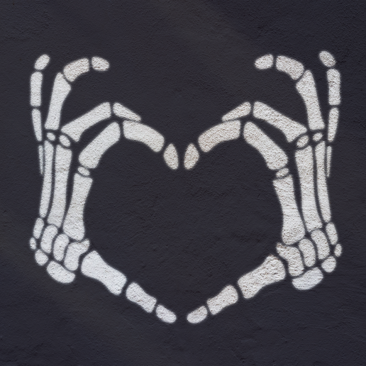 heart skeleton hands