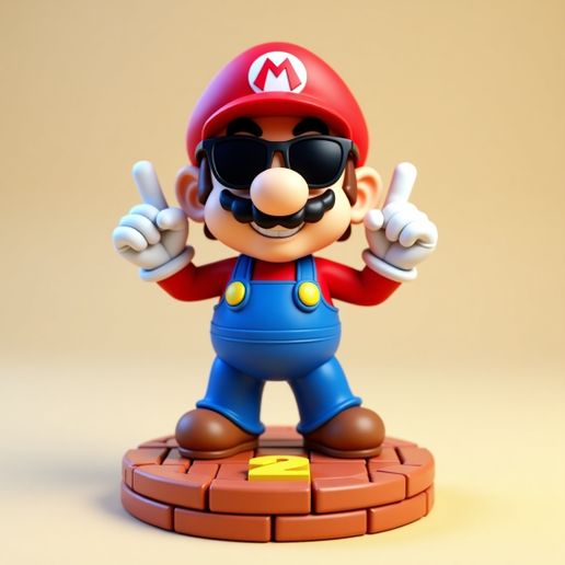 STL file Cool Mario with Sunglasses 🆒 (OBJ)・3D printable model to ...
