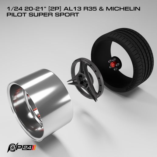 🧑‍ ️ 1/24 20-21" [2P] AL13 R35 & Michelin Pilot Super Sport・ STL File ...