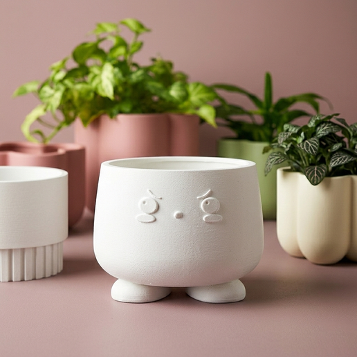 😡 Angry Face Planter with Feet - Grumpy Cute Pot STL・Free STL File for ...