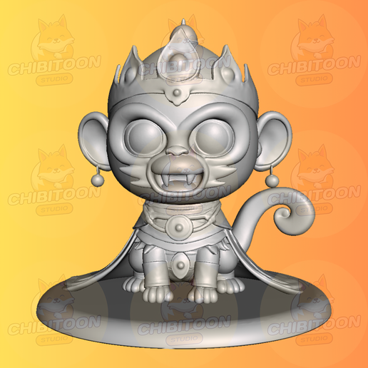 🐒👑 Tashi – The Majestic Monkey King! 👑🐒 | Chibi Kawaii・ STL File for 3D ...