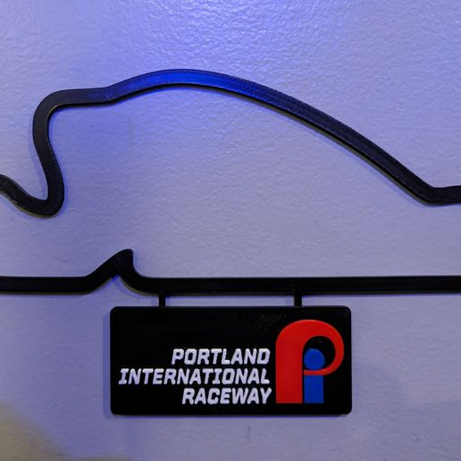 Файл STL Карта трассы Portland International Raceway с табличкой (2-х и ...